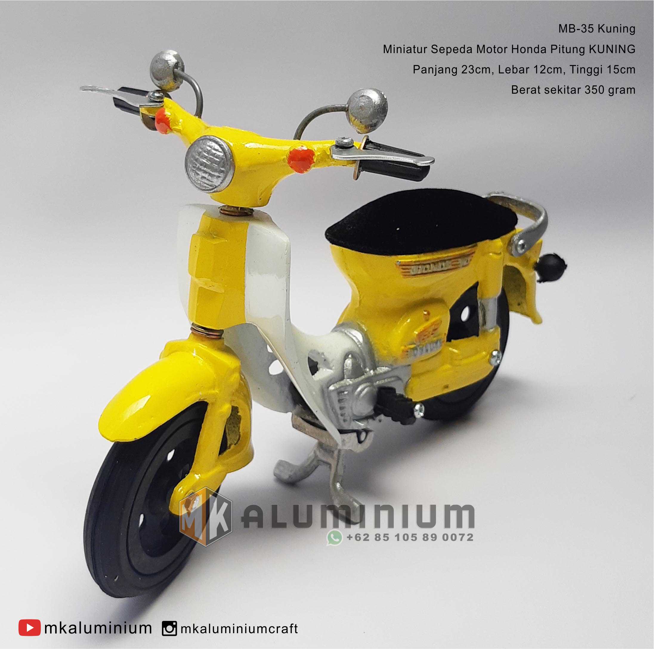 Pajangan Miniatur Sepeda Motor Honda Pitung warna Kuning - Diecast ...