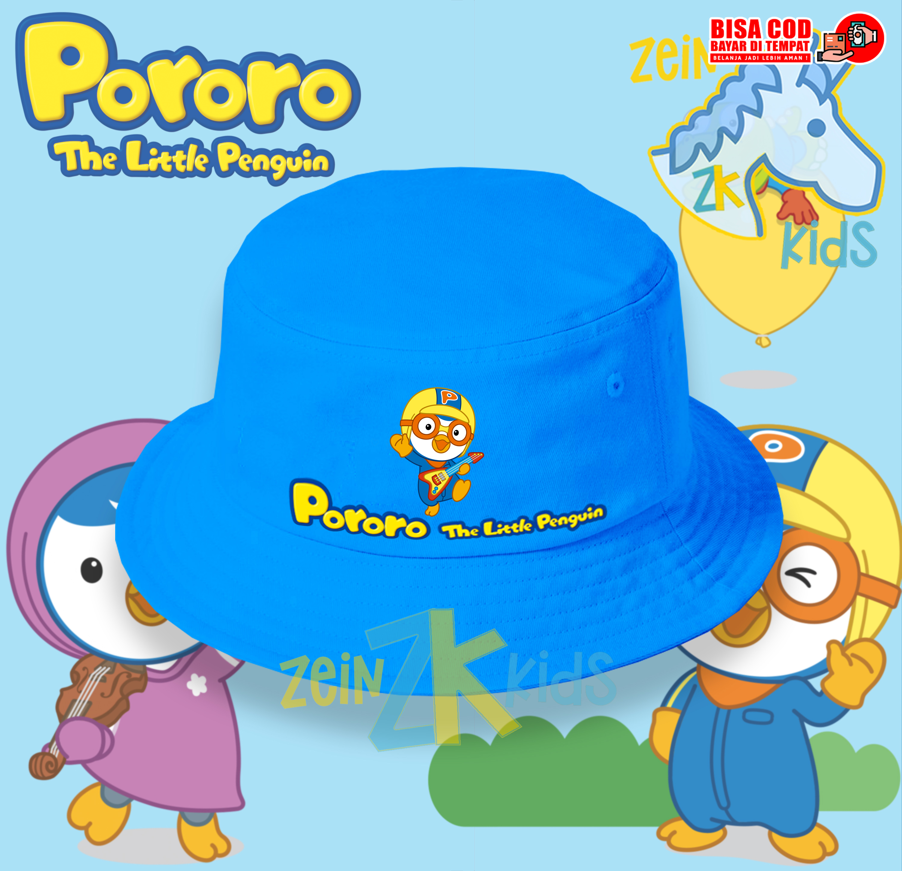Topi Anak Pororo / Bucket Hat Anak Pororo | Lazada Indonesia
