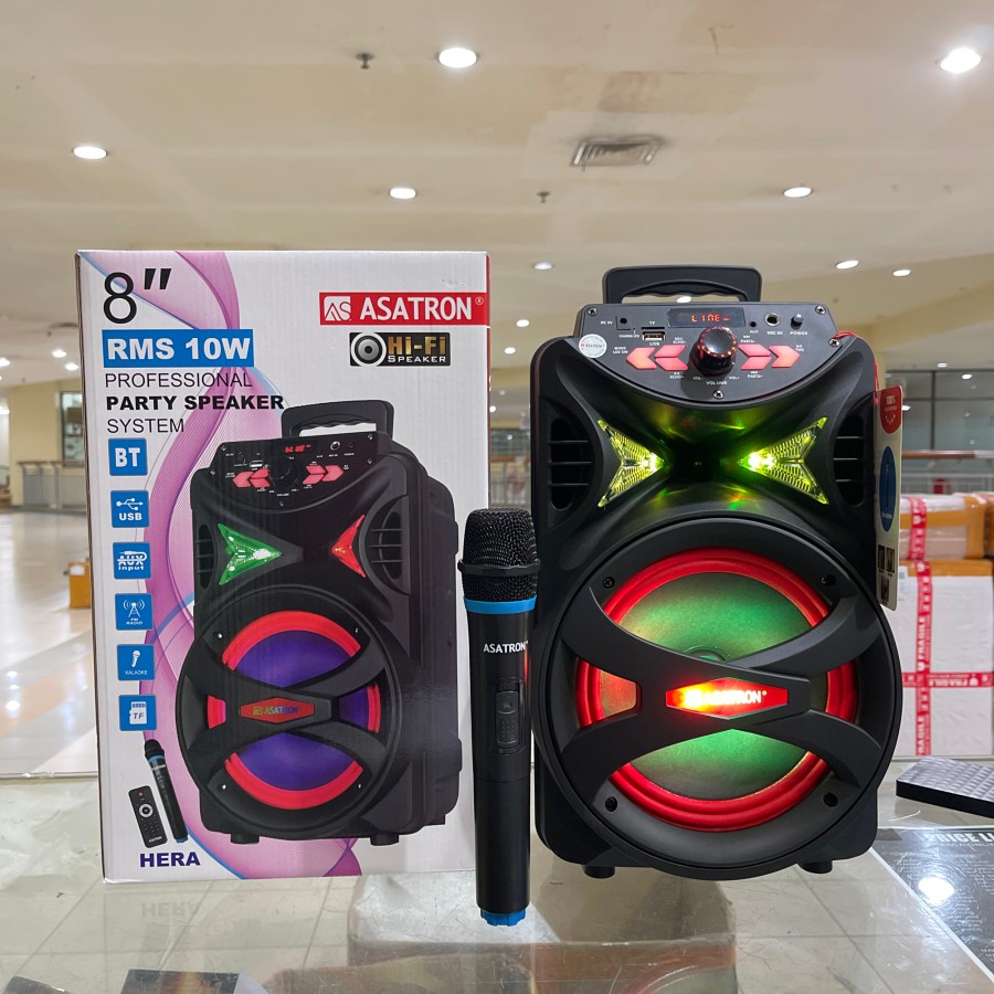 SPEAKER PORTABLE ASATRON HERA BLUETOOTH KARAOKE MIC WIRELESS ORIGINAL ...