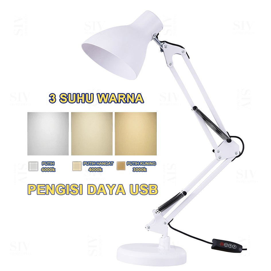 Baru Tri-warna Lampu Belajar Lampu Meja Kerja Lampu Baca Jepit LED ...