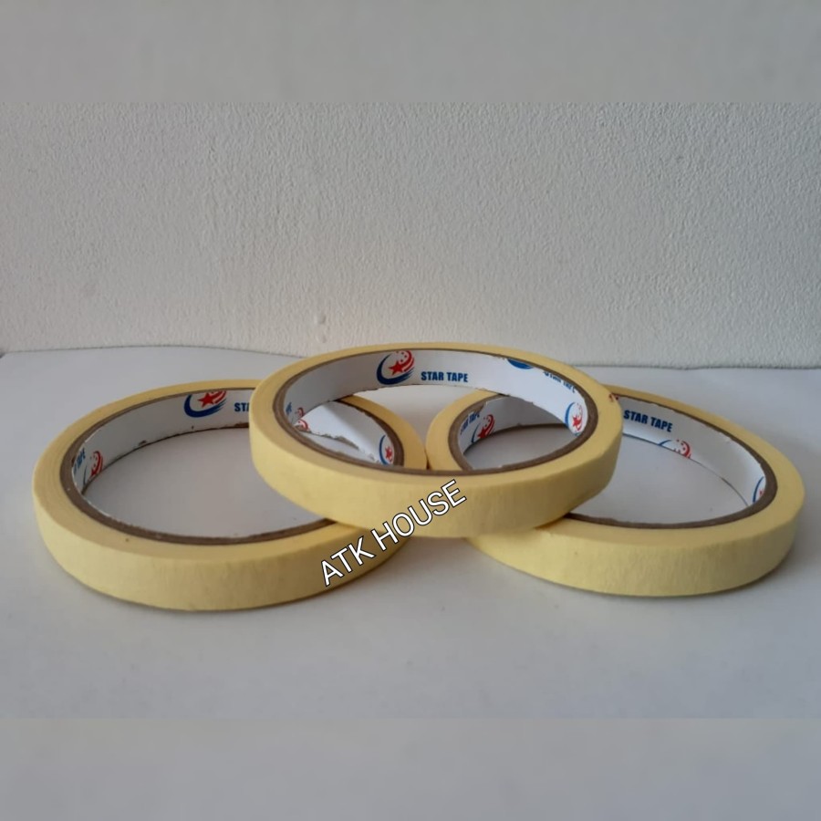 Lakban Kertas STAR 12mm*12meter/Masking Tape 1/2inc/Isolasi KertaS ...