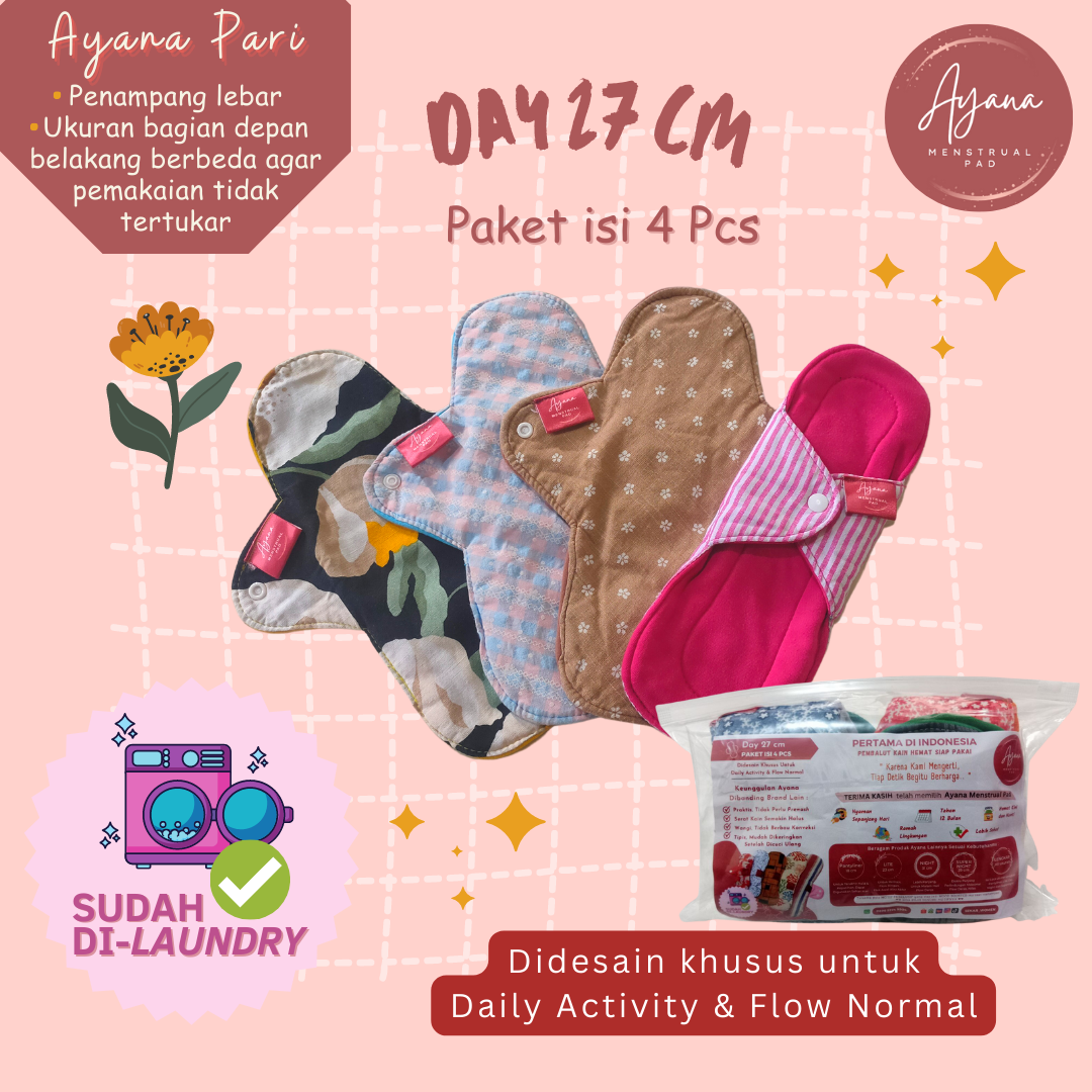 AYANA MENSTRUAL PAD PARI PAKET DAY 27 CM ISI 4 - PEMBALUT KAIN CUCI ...