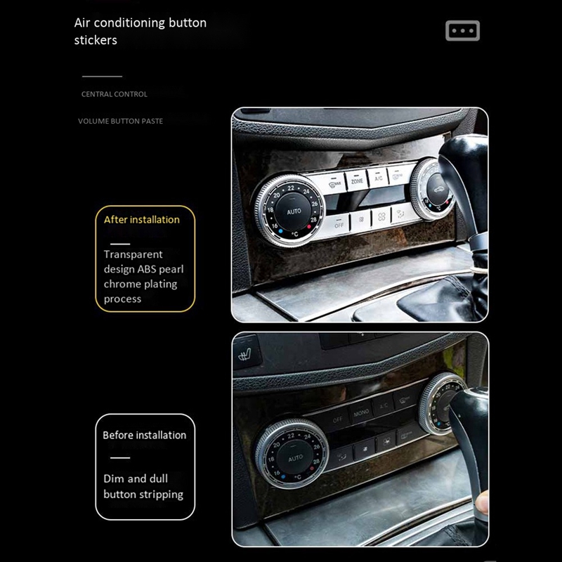 8PCS AC Dash Buttons Cover Media Volume Buttons Cover Stickers for ...