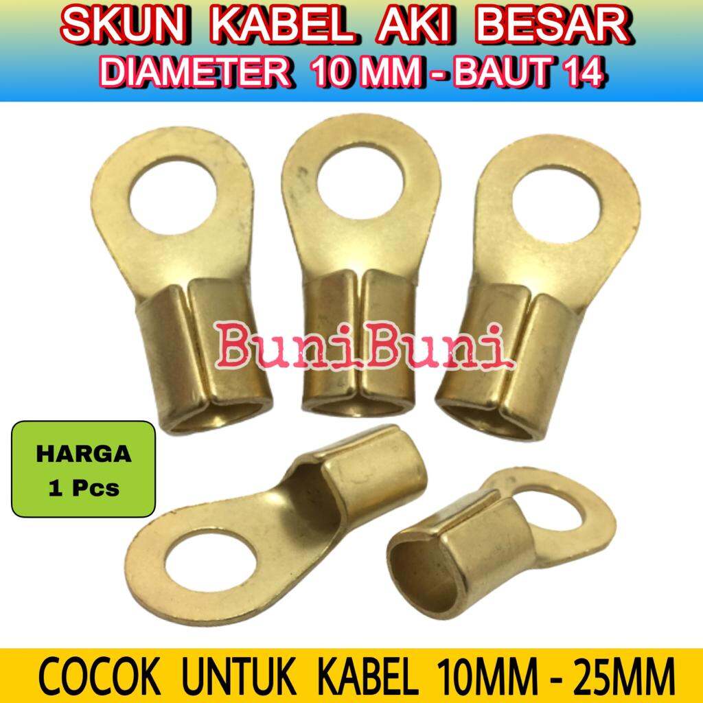 SKUN Terminal Klem Kabel Aki BESAR Ring BULAT M10 BAUT 14 - KUNING 70A ...