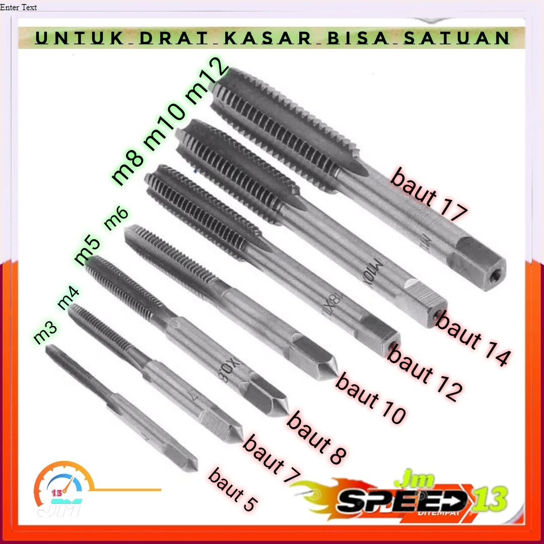 HAND TAP TAB SNEI Alat Pembuat Drat/alat perbaikan drat slek/ Mata Bor Tap Metrik M3 M4 M5 M6 M8 ...