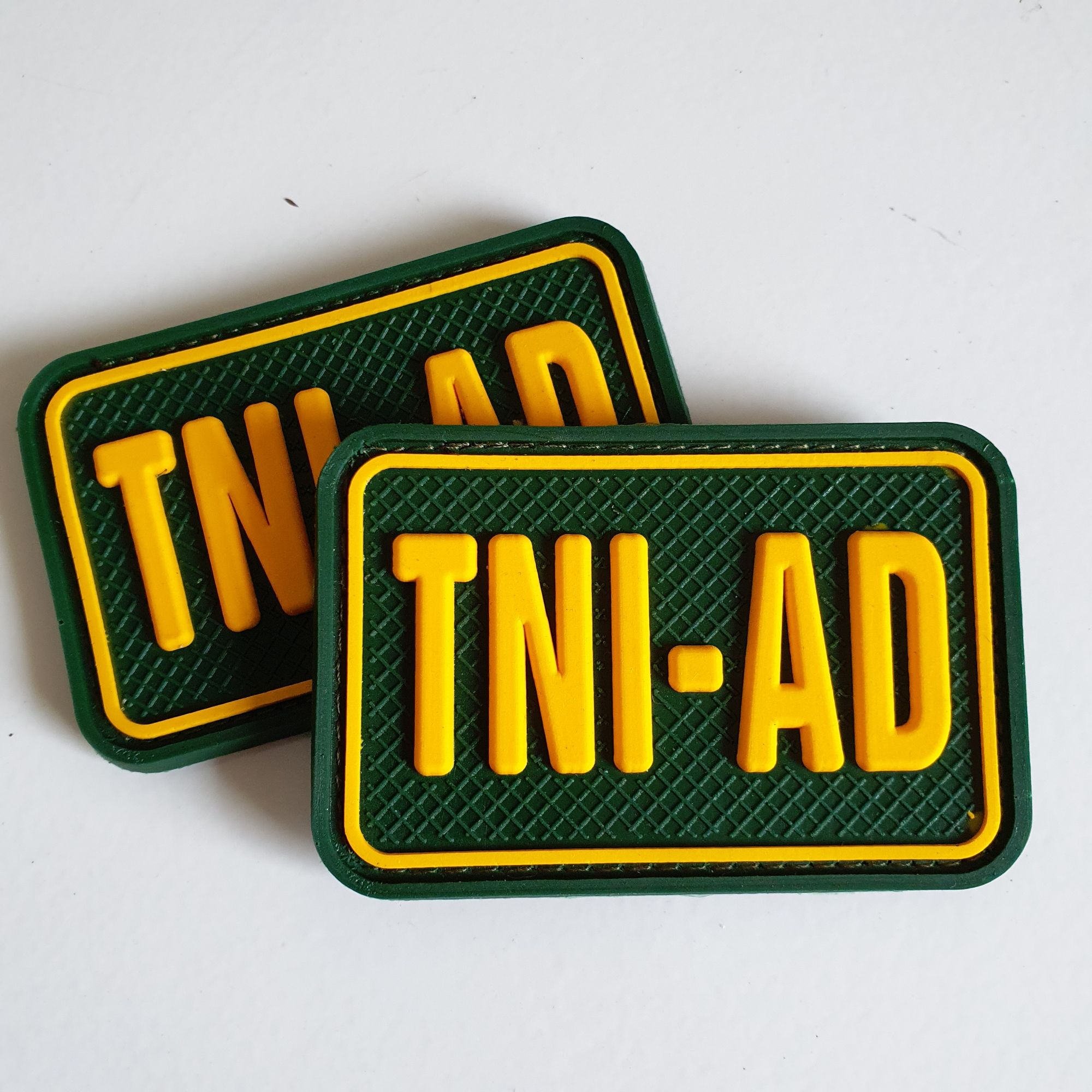 PATCH RUBBER TULISAN TNI-AD DASAR HIJAU/TEMPELAN KARET EMBLEM VELCRO ...