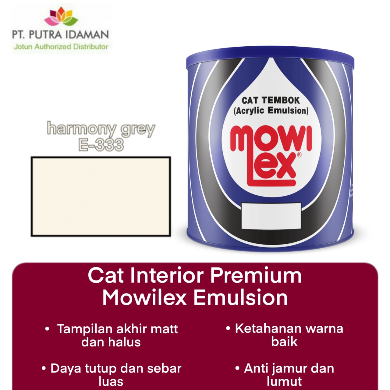 Cat Interior Premium Mowilex Emulsion E-333 Harmony Grey Tinting ...