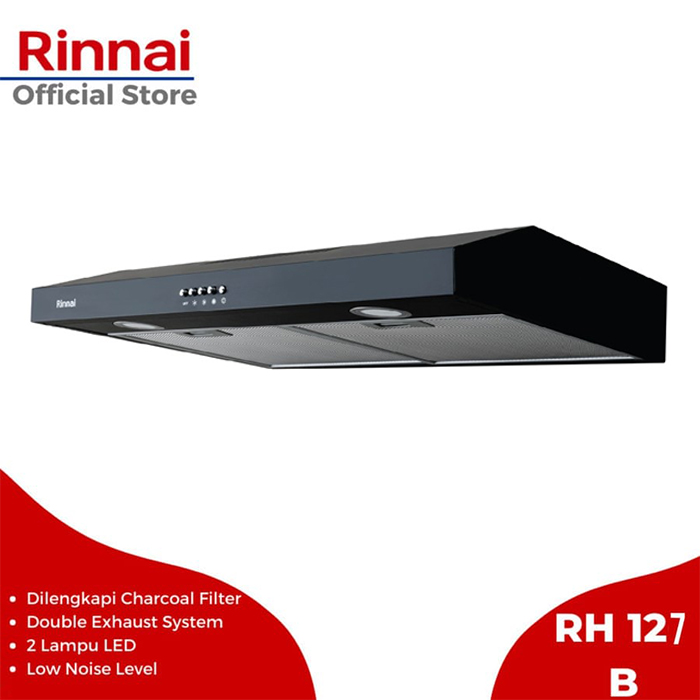 Cooker Hood Rinnai RH 127 B Ukuran 70cm Cerobong Asap Slim Cookerhood Aluminium Mesh Elegant ...