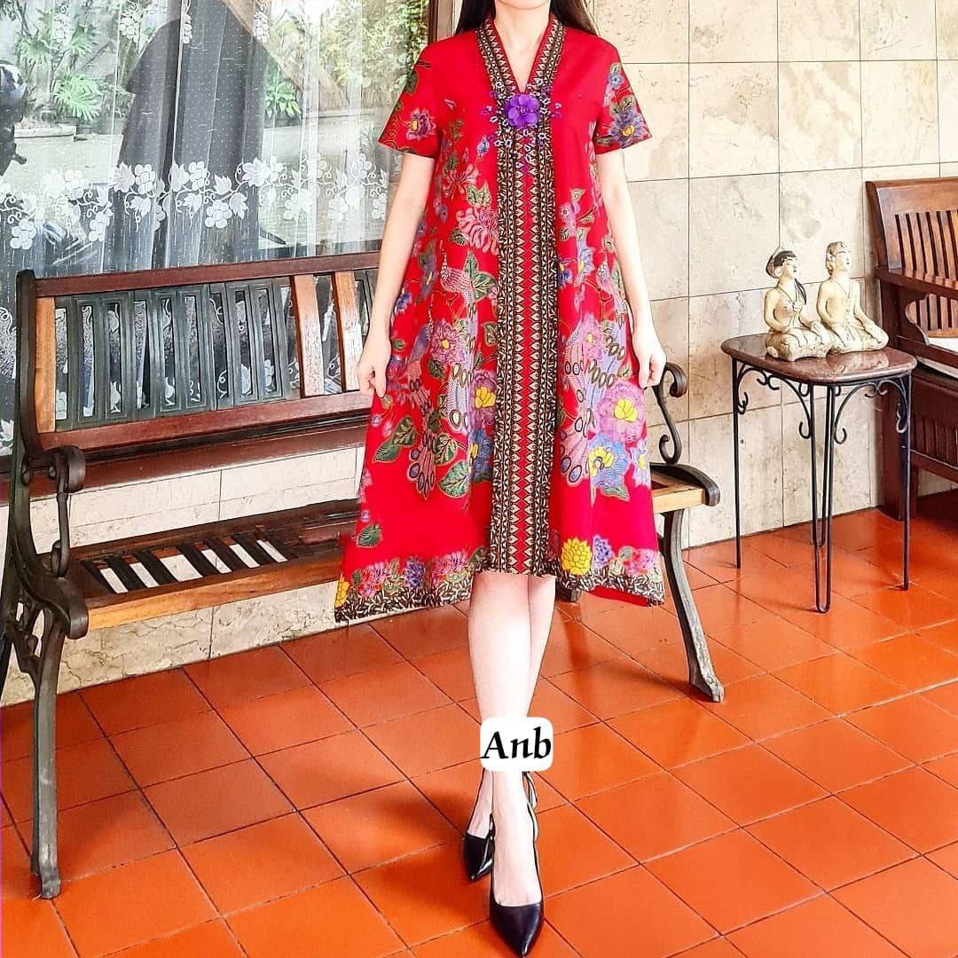 Contoh DRESS BATIK CANTIK ELEGAN model TUNIK LENGAN PENDEK KEKINIAN ...