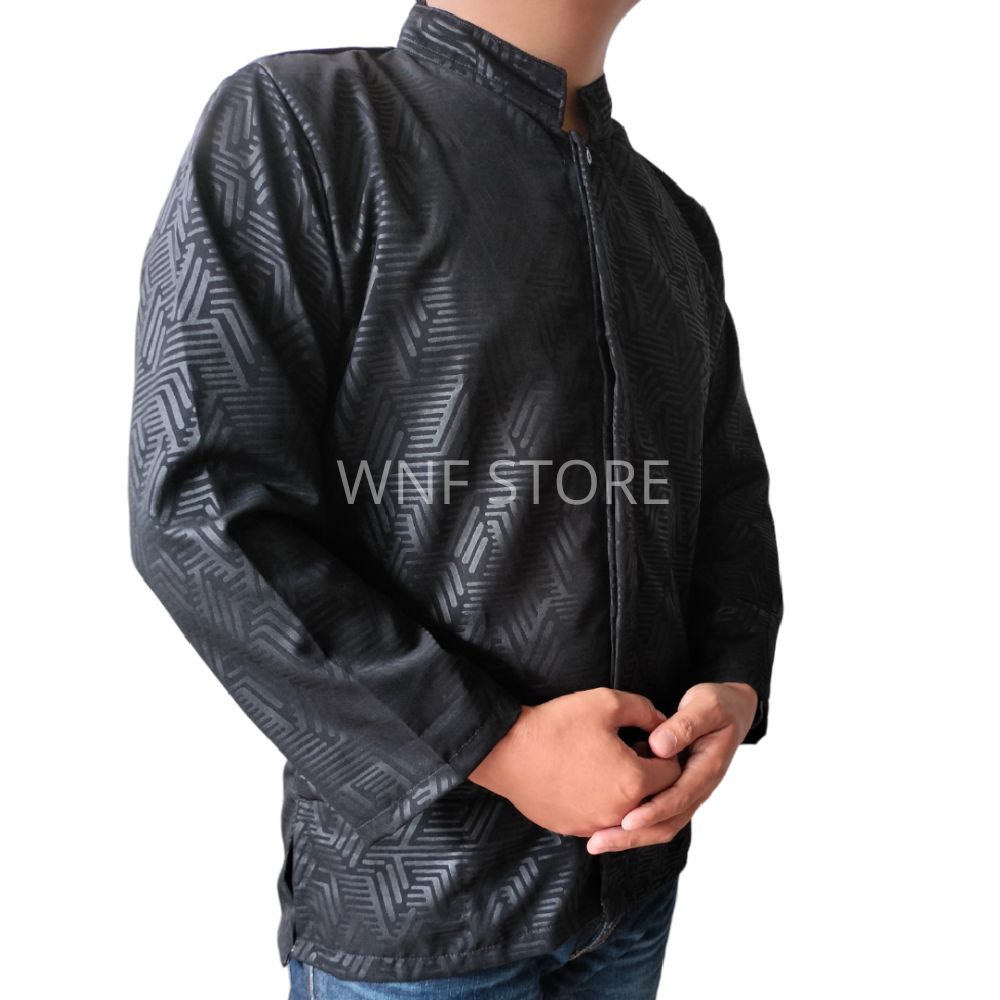 Baju Koko Embos Puih hitam Hijau Lengan Panjang | Lazada Indonesia