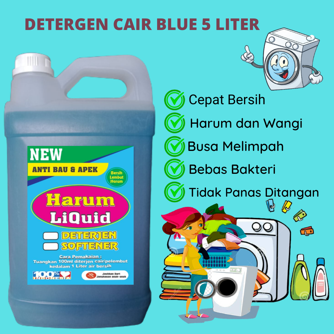 Deterjen ( BLUE ) 5 Liter Harum Wangi /Cocok Untuk Laundry & Rumah ...