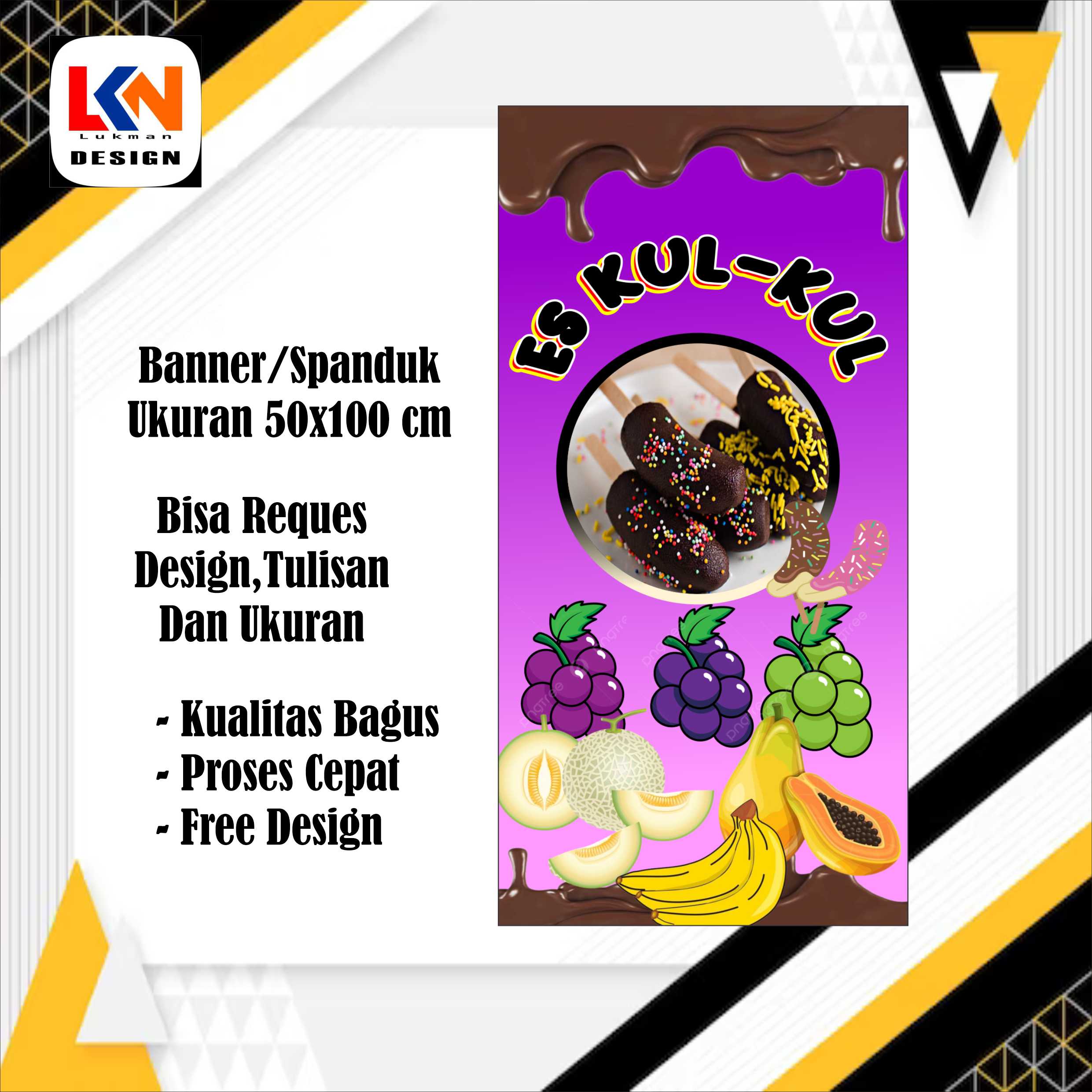 spanduk banner es kulkul model A uk, 50x100cm | Lazada Indonesia