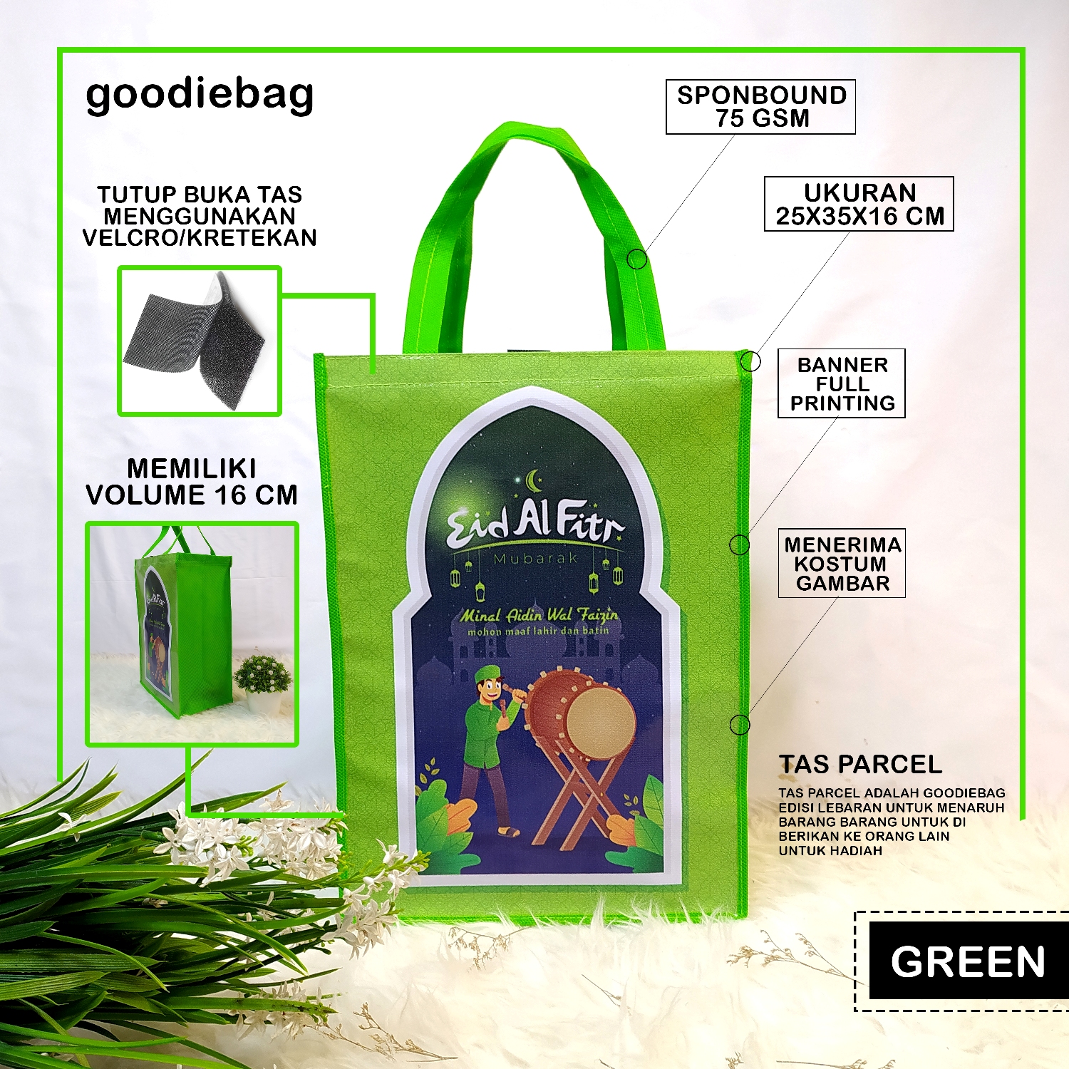 TAS LEBARAN KECIL UKURAN 25X35X16 CM/TAS PARCEL LEBARAN IDUL FITRI/TAS ...