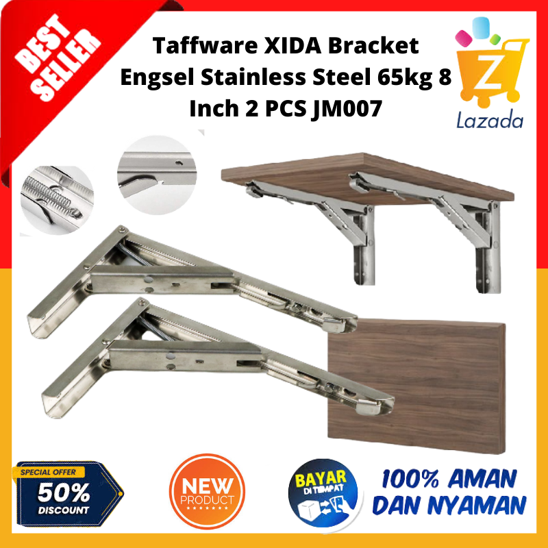 Taffware XIDA Bracket Engsel Stainless Steel 65kg 8 Inch 2 PCS JM007 ...