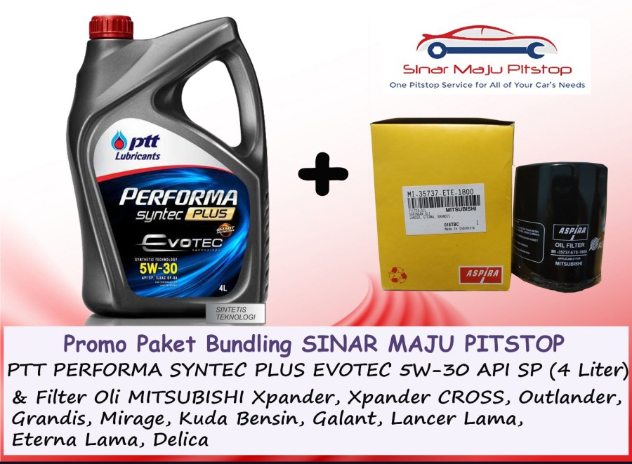 Paket Bundling Oli PTT LUBRICANTS PERFORMA SYNTEC PLUS EVOTEC SAE 5W-30 API SP 4 Liter Original ...