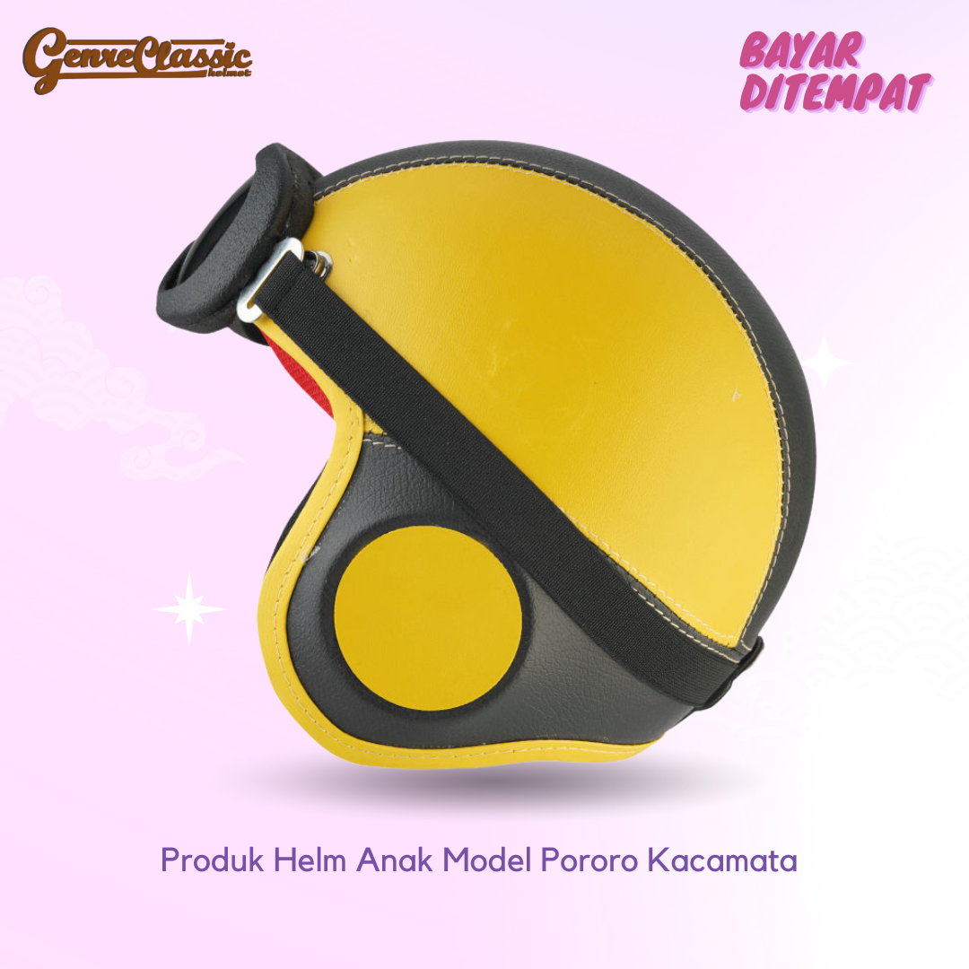 Helm Anak Bogo Genre Classic Kacamata / Helem Anak Polos KUNING HITAM ...
