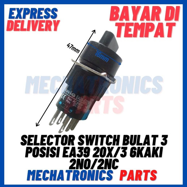 [SWI-9067] SELECTOR SWITCH BULAT 3 POSISI EA39 20X/3 16MM 6KAKI 2NO/2NC ...