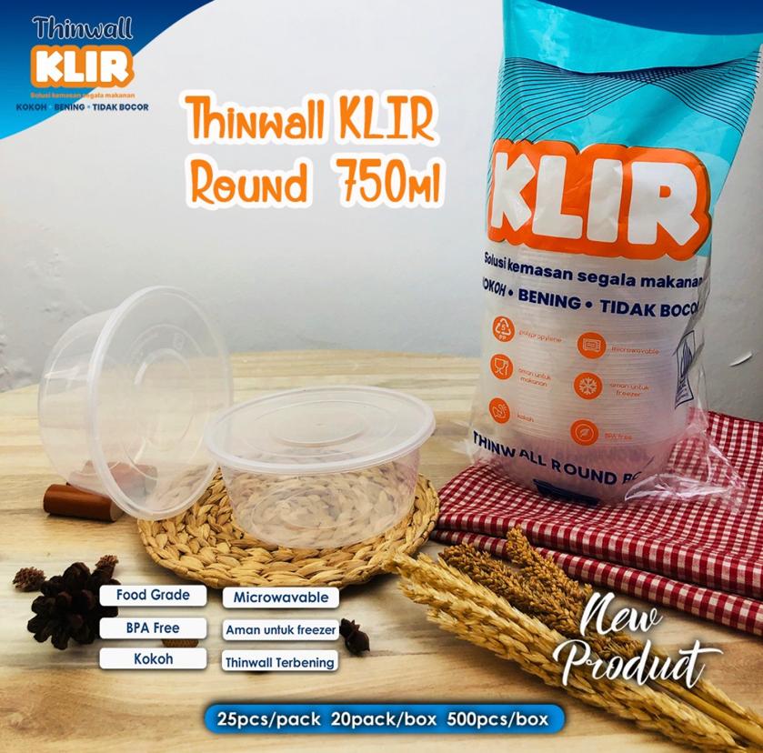 Thinwall round 750ml + tutup ll bowl tempat makan plastik bening KLIR - ANTI BOCOR - ANTI PECAH ...