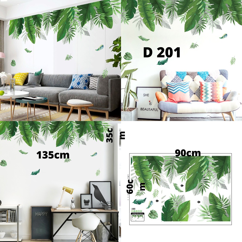 STIKER DINDING WALLSTICKER WALLPAPER POT DAUN PALEM HIJAU MONSTER LEAF UNTUK CAFE RUANG TAMU ...