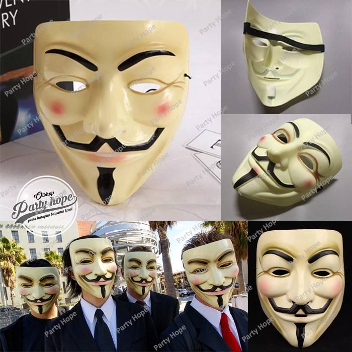 topeng anonymous coklat / mask party vendetta guy fawkes topeng hacker ...