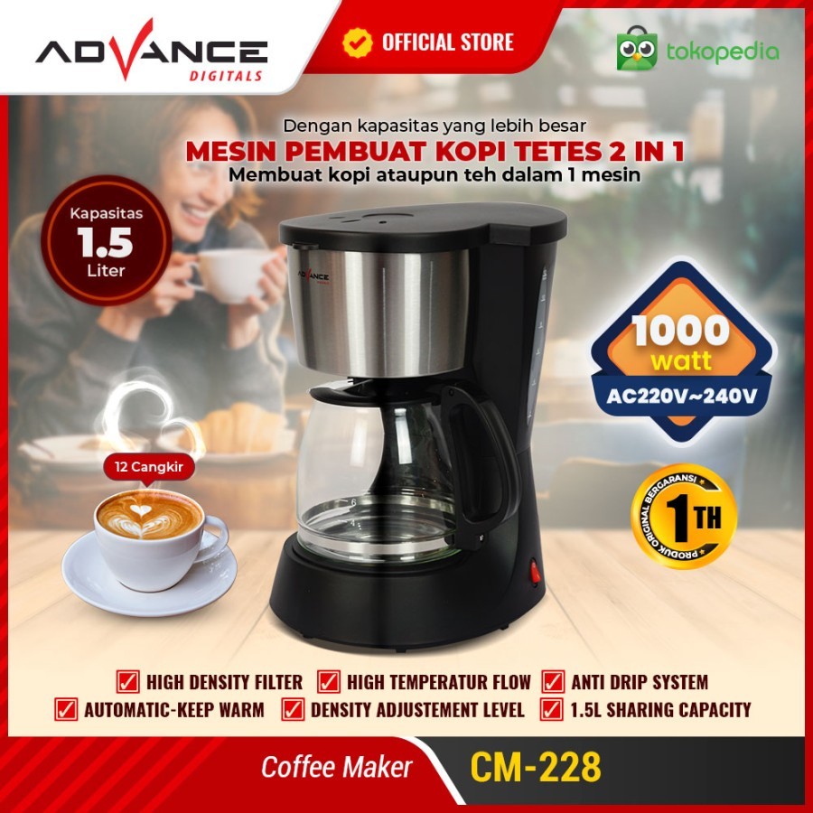 Advance Coffee Maker 1,5 Lt CM-228 Mesin Kopi Advance CM228 | Lazada ...