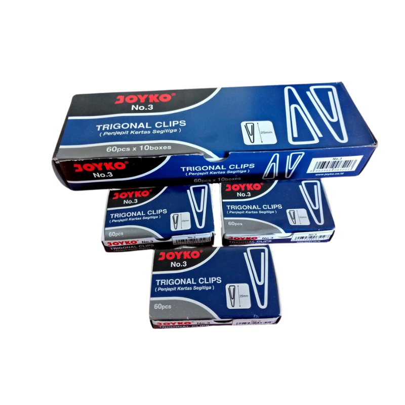 Joyko Trigonal Klip No. 3 (25 mm) Kertas Paper Clips / 1 Box - 600 pcs ...