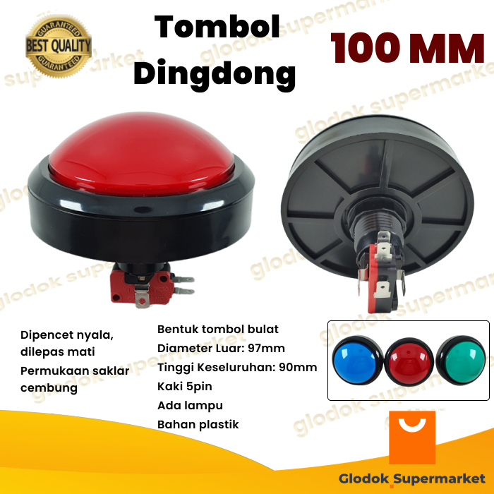 Tombol Dingdong Jumbo Switch Push On Dindong 100mm Saklar Mesin Ding ...