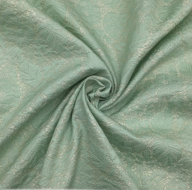 Kain Jacquard Lurex Motif Leaves Floral - Hijau (1M) (Alta Moda ...