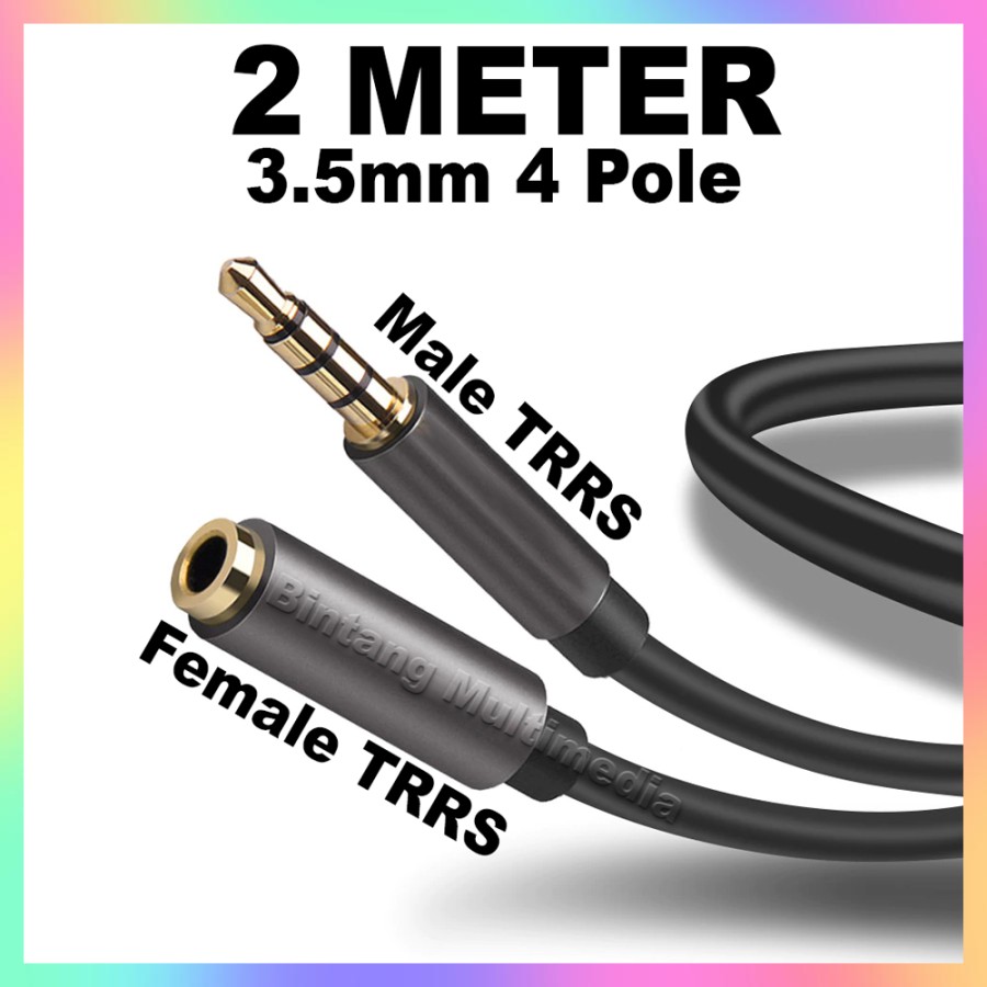 Kabel Perpanjangan Aux 2 Meter Audio Jack 3.5mm Sambungan 2M Male To ...