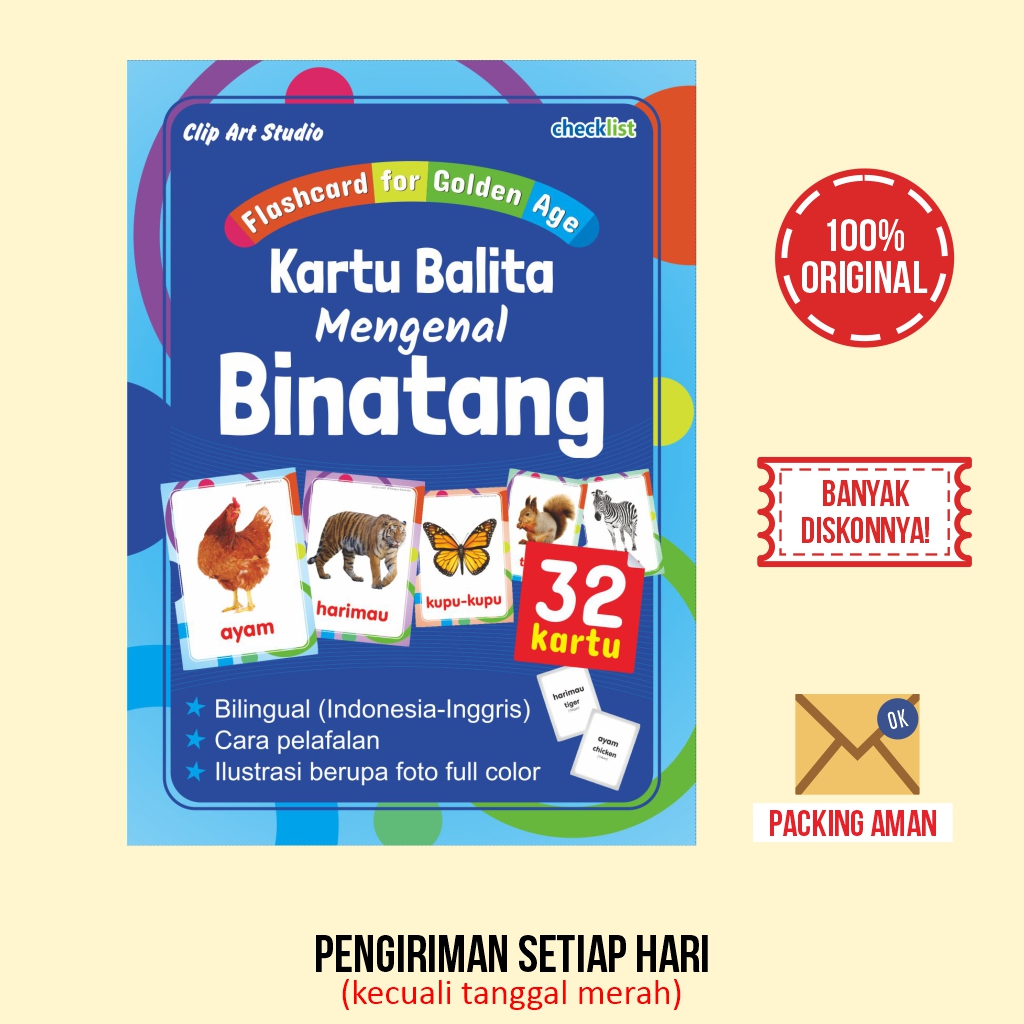 Flashcard for Golden Age Kartu Balita Mengenal Binatang | Lazada Indonesia