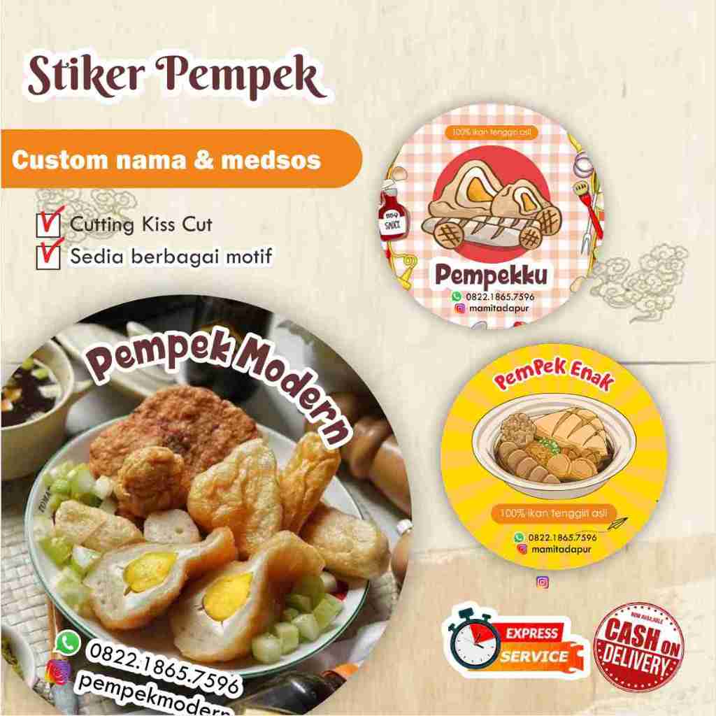 Stiker PemPek Cromo bulat / Stiker kemasan makanan / Label Makanan ...
