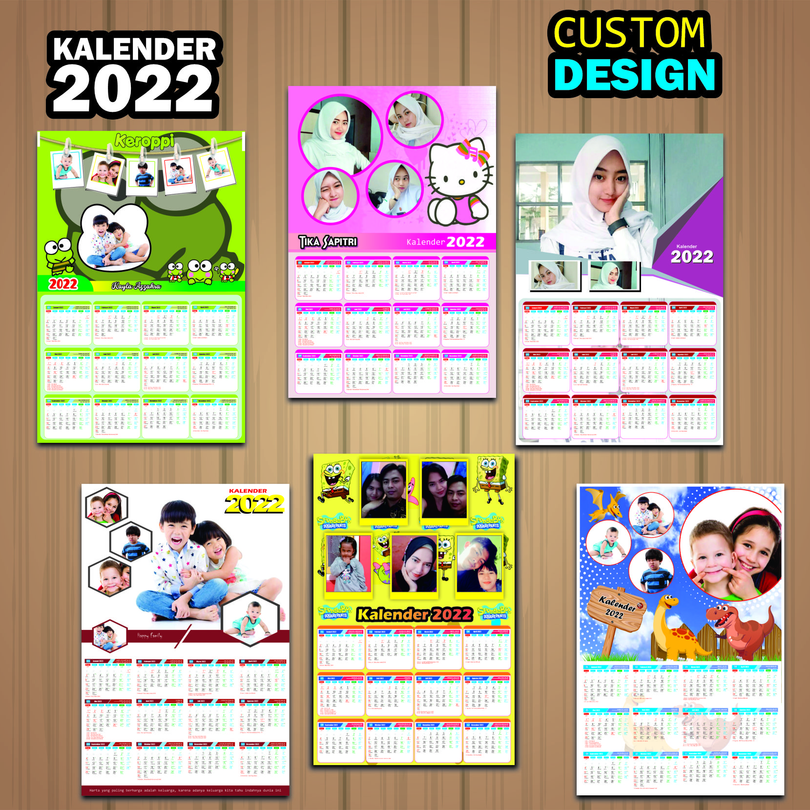 kalender custom 2023 macam-macam karakterdoraemon, hello kitty ...