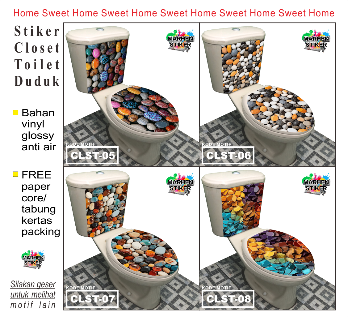 Stiker toilet duduk atau closet duduk motif batu alam | Lazada Indonesia