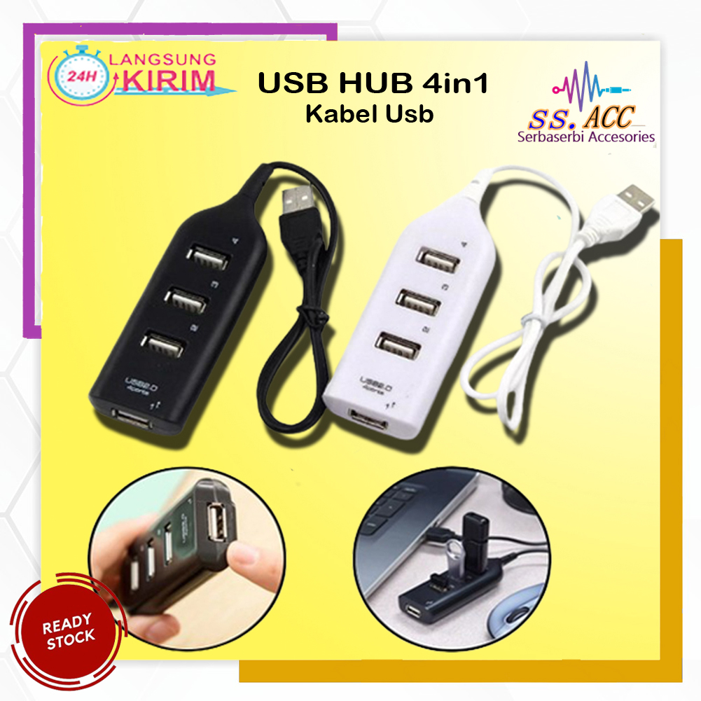 [Ready Stock] USB HUB 4in1 4 Port Output Colokan Flashdisk Mouse ...