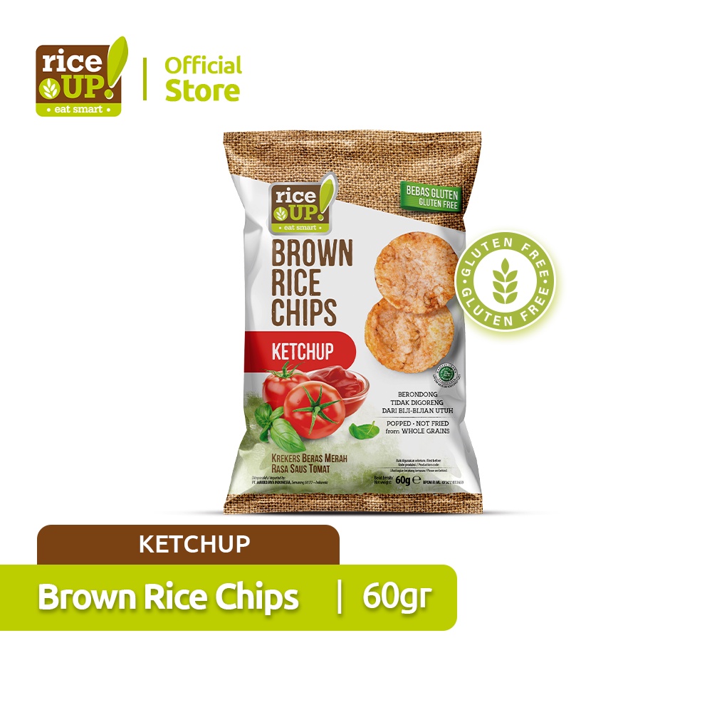 RiceUP! Wholegrain Brown Rice Chips (Keripik Beras Merah) Ketchup 60G | Lazada Indonesia