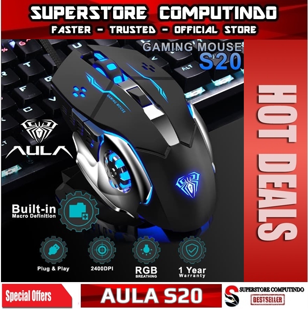 Mouse Gaming AULA S20–2400DPI RGB-Driver Macro Software | Lazada Indonesia