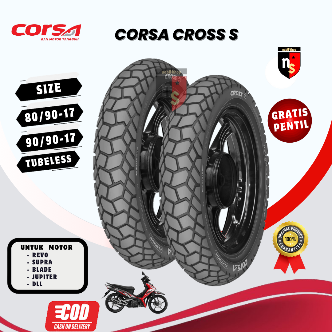 Ban Trail Ring 17 Paket CORSA CROSS S 80/90-17 Dan 90/90-17 Tubeles ...