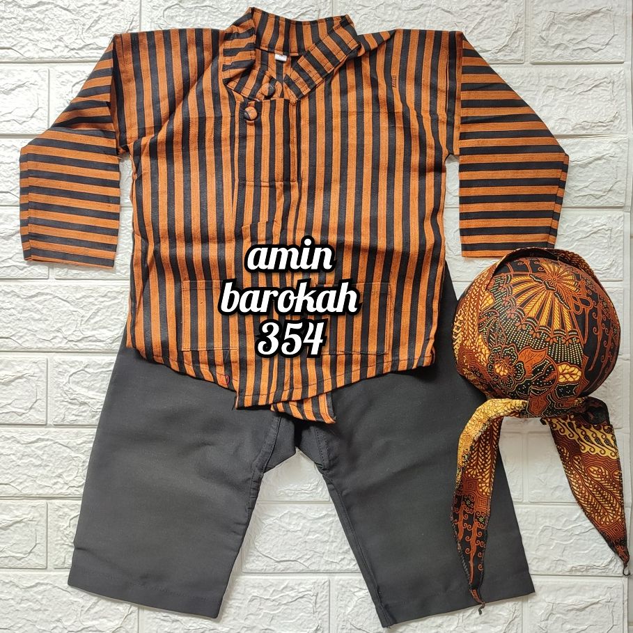 COD...!!! Setelan Baju Surjan Lurik Anak + Celana + Blangkon Solo Batik ... COD...!!! Setelan Baju Surjan Lurik Anak + Celana + Blangkon Solo Batik ...