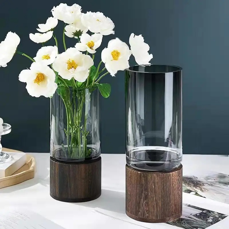 Omura Vase / Wooden Vase / Vas Bunga Kayu Aesthetic / Vas Bunga Tabung ...