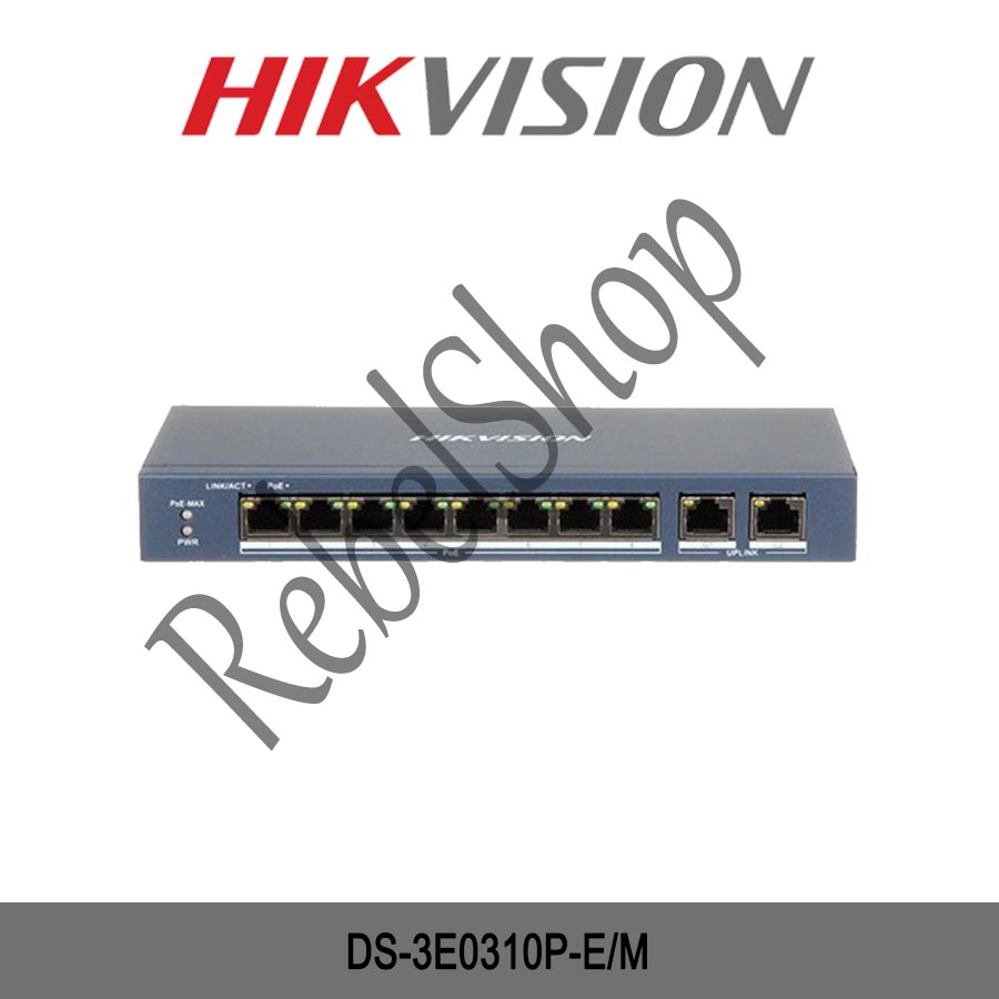 Hikvision DS-3E0310P-E/M Switch POE 8 Port 2 Uplink Hub CCTV IP ...