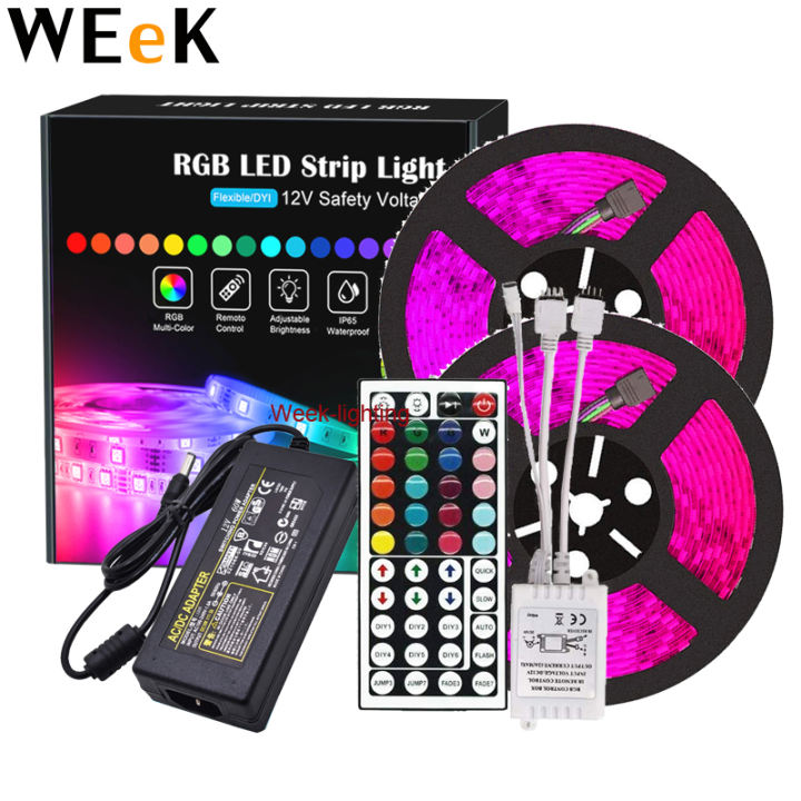 Lampu Led Strip Rgb 5050 3528 Outdoor 5m 10M controller remote adaptor ...