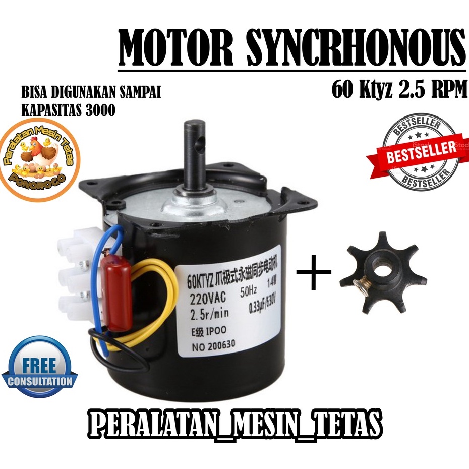 Motor Synchronous 60Ktyz 2.5 RPM Untuk Rak Ayun Mesin Tetas Kapasitas ...