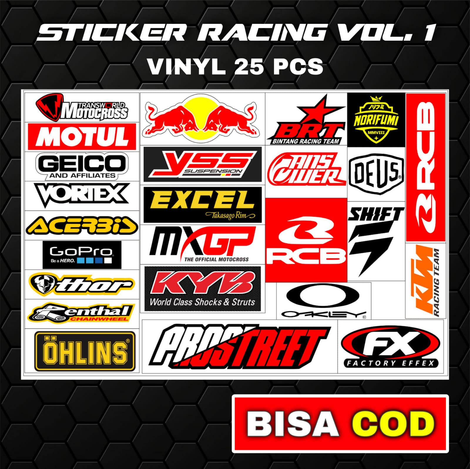 Stiker Racing Pack Sticker Racing Stiker Sponsor Stiker Helm Stiker ...