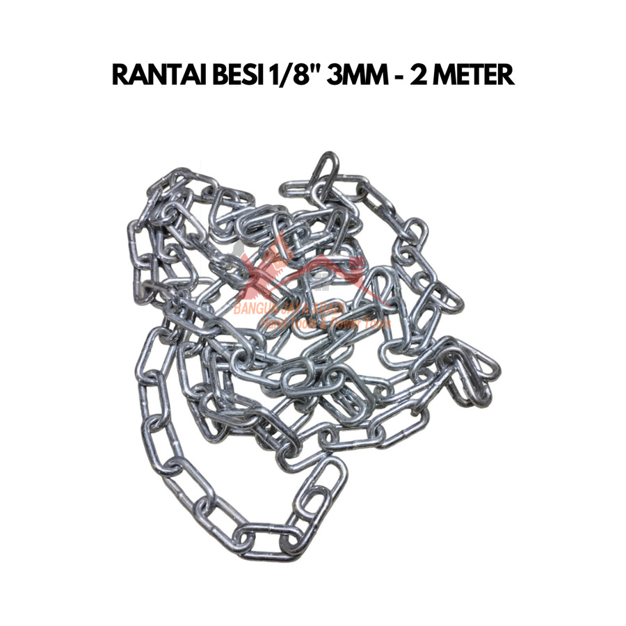 2 METER Rantai Besi Galvanis 3mm Rantai Kapal Gembok Pagar 1/8" Inch ...