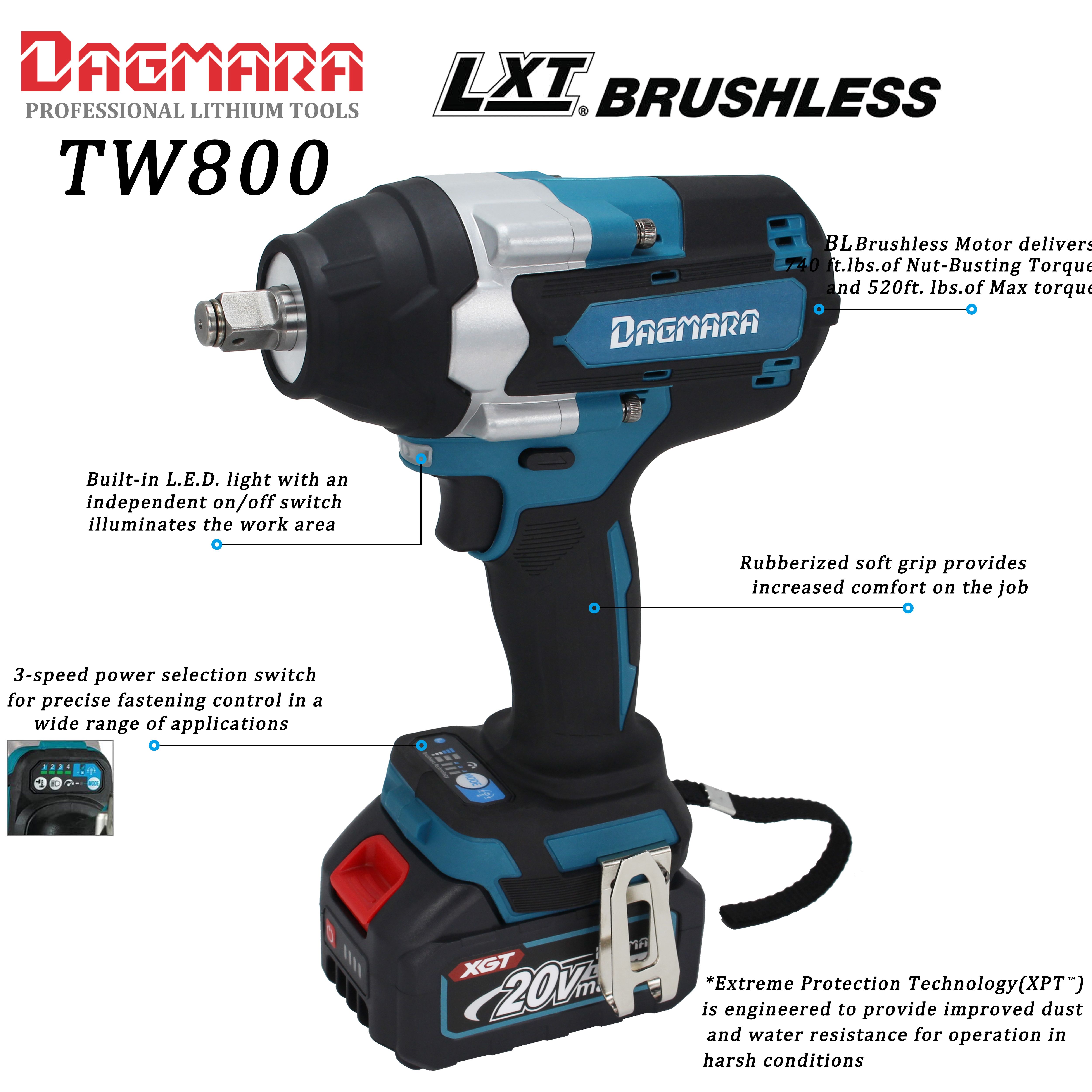 Dagmara 800Nm Electric 1/2 Inch Cordless Impact Wrench Heavy Duty ...