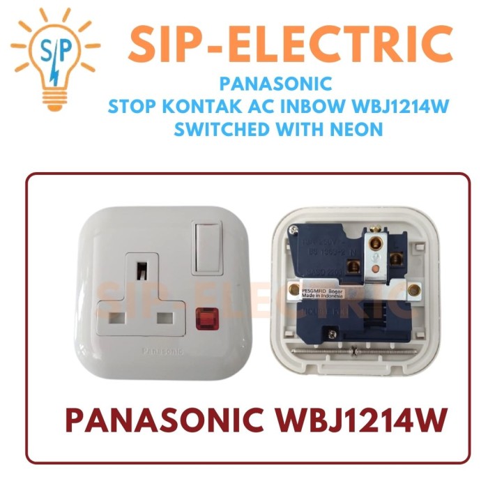 PANASONIC STOP KONTAK AC INBOW WBJ1214W SWITCHED WITH NEON 13A 250V ...
