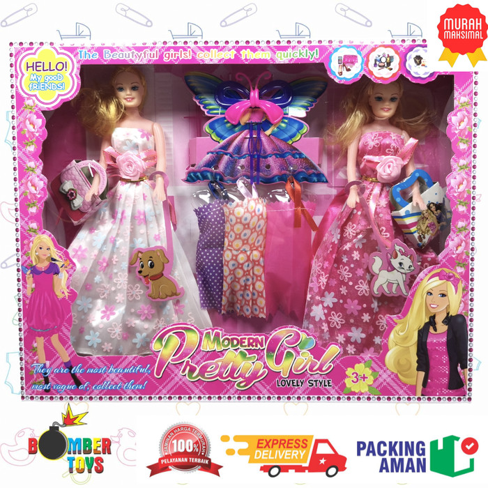 MAINAN ANAK BONEKA BERBIEE DOUBLE GANTI BAJU BERBIE BEAUTY PEREMPUAN ...