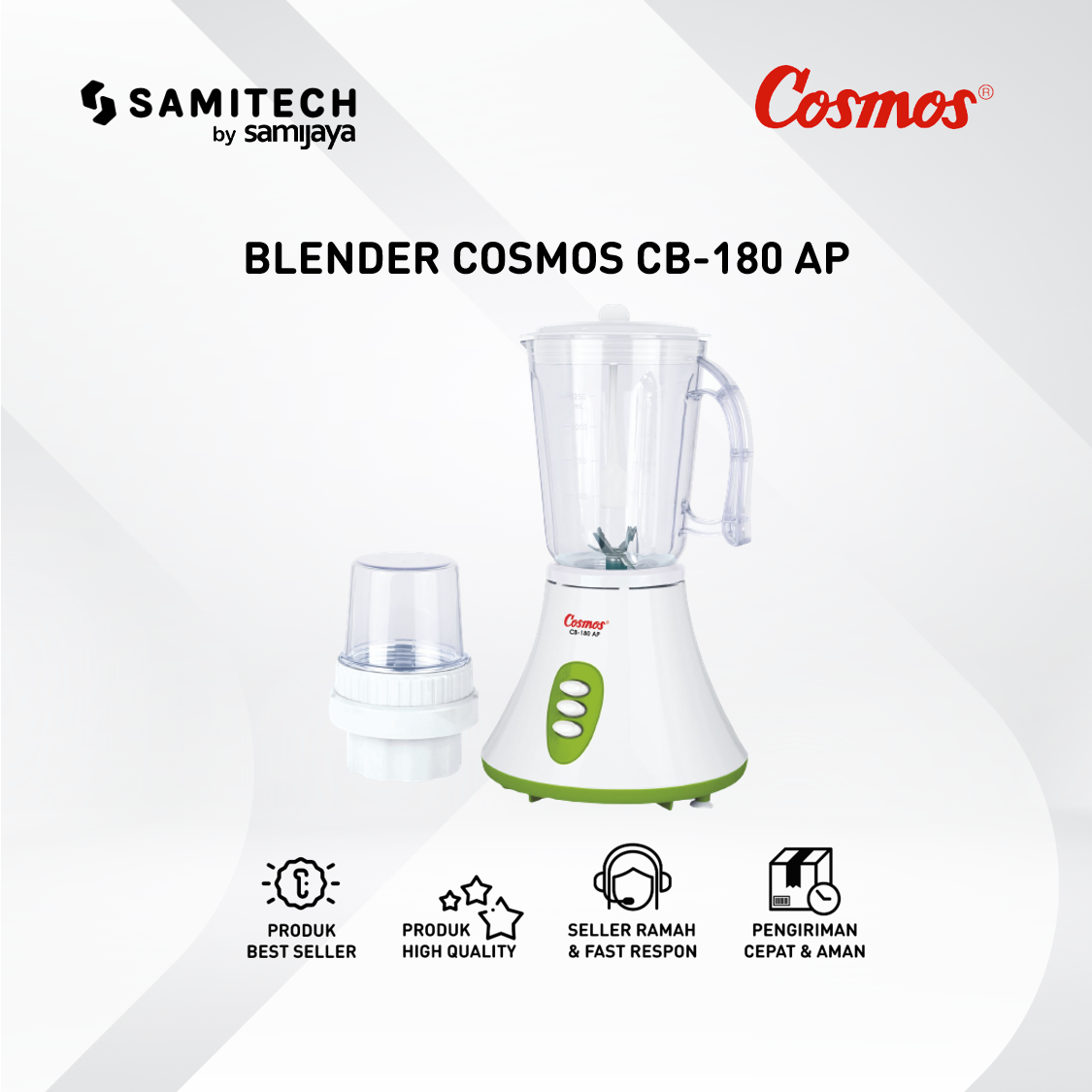 Cosmos Blender CB-180 AP / CB-180AP Blender Plastik 3in1 Anti Pecah Kapasitas 1.5L Garansi Resmi ...