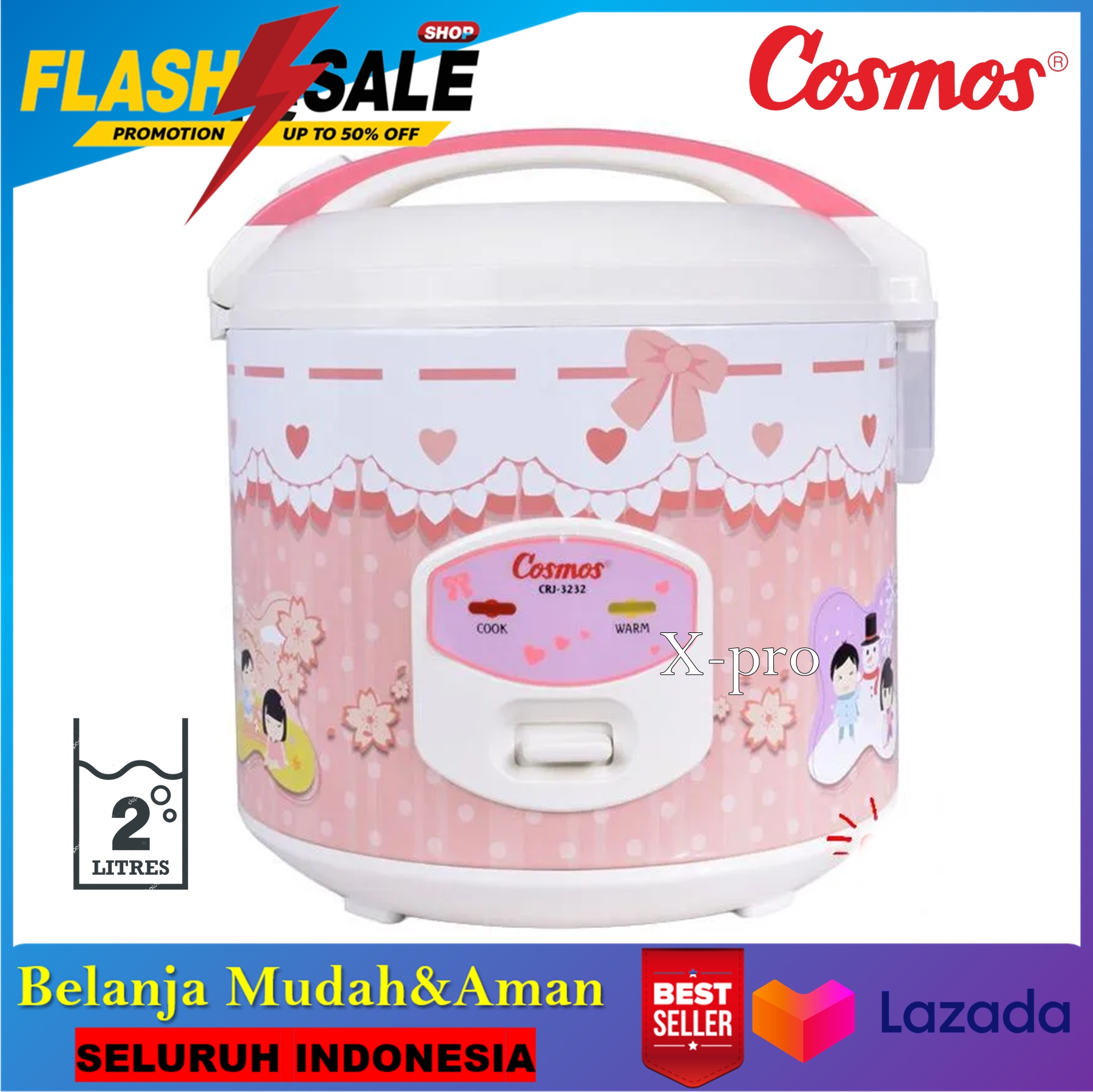 Cosmos Rice Cooker Non Stick 2 Liter - CRJ-3232 2 Liter | CRJ-3232 ...