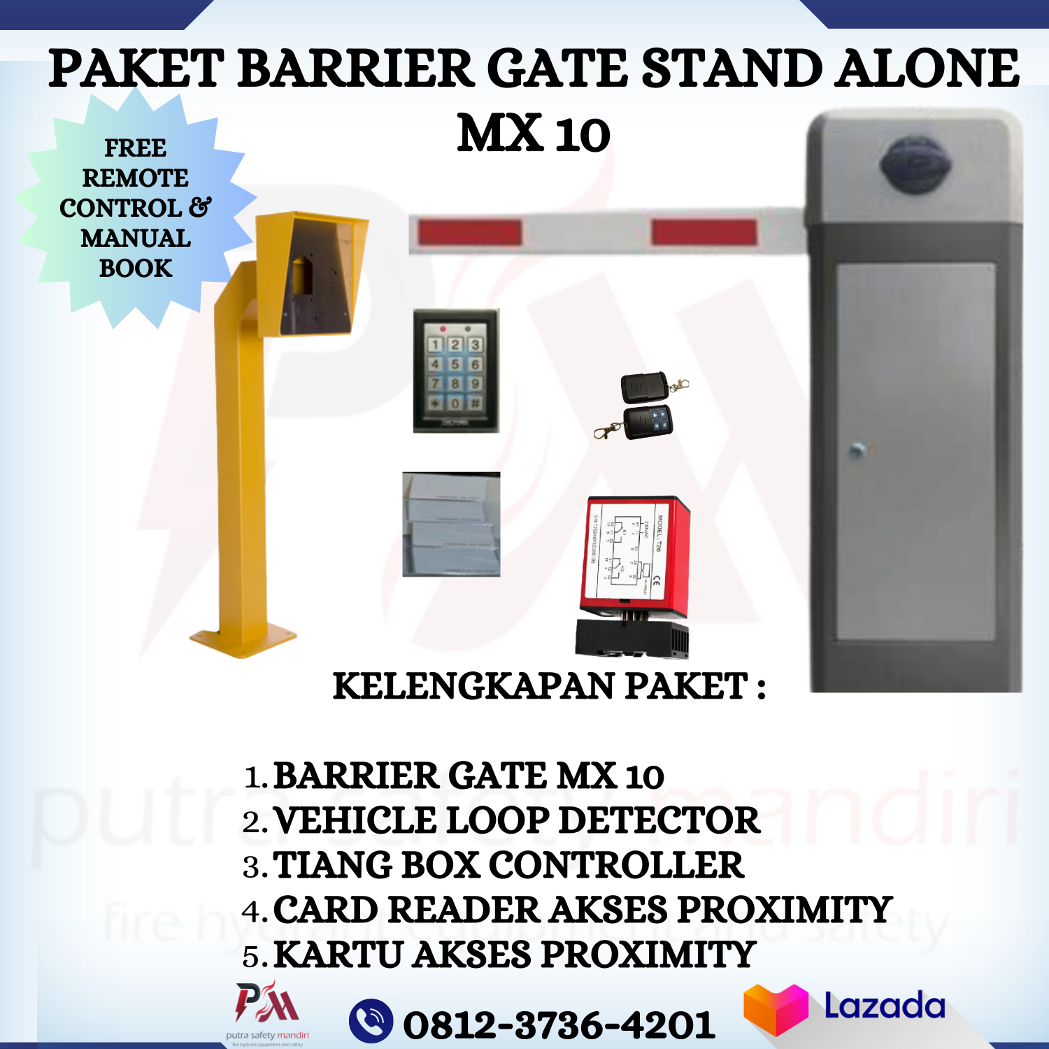 PAKET BARRIER GATE STAND SLONE TANPA AKSES MX 10 PORTAL PALANG OTOMATIS ...